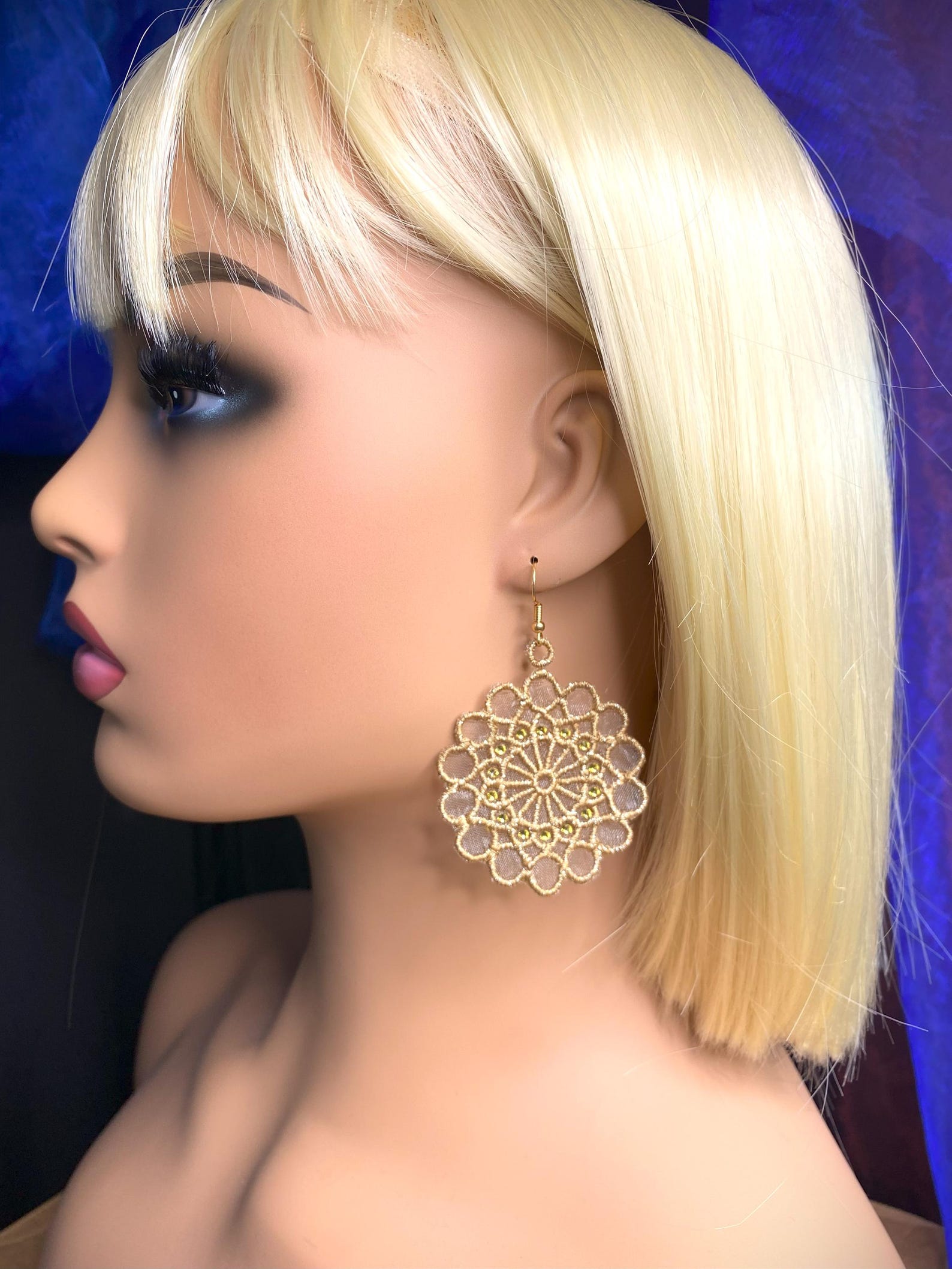 Organza FSL Machine Embroidery Earring Design. Machine Embroidery ...