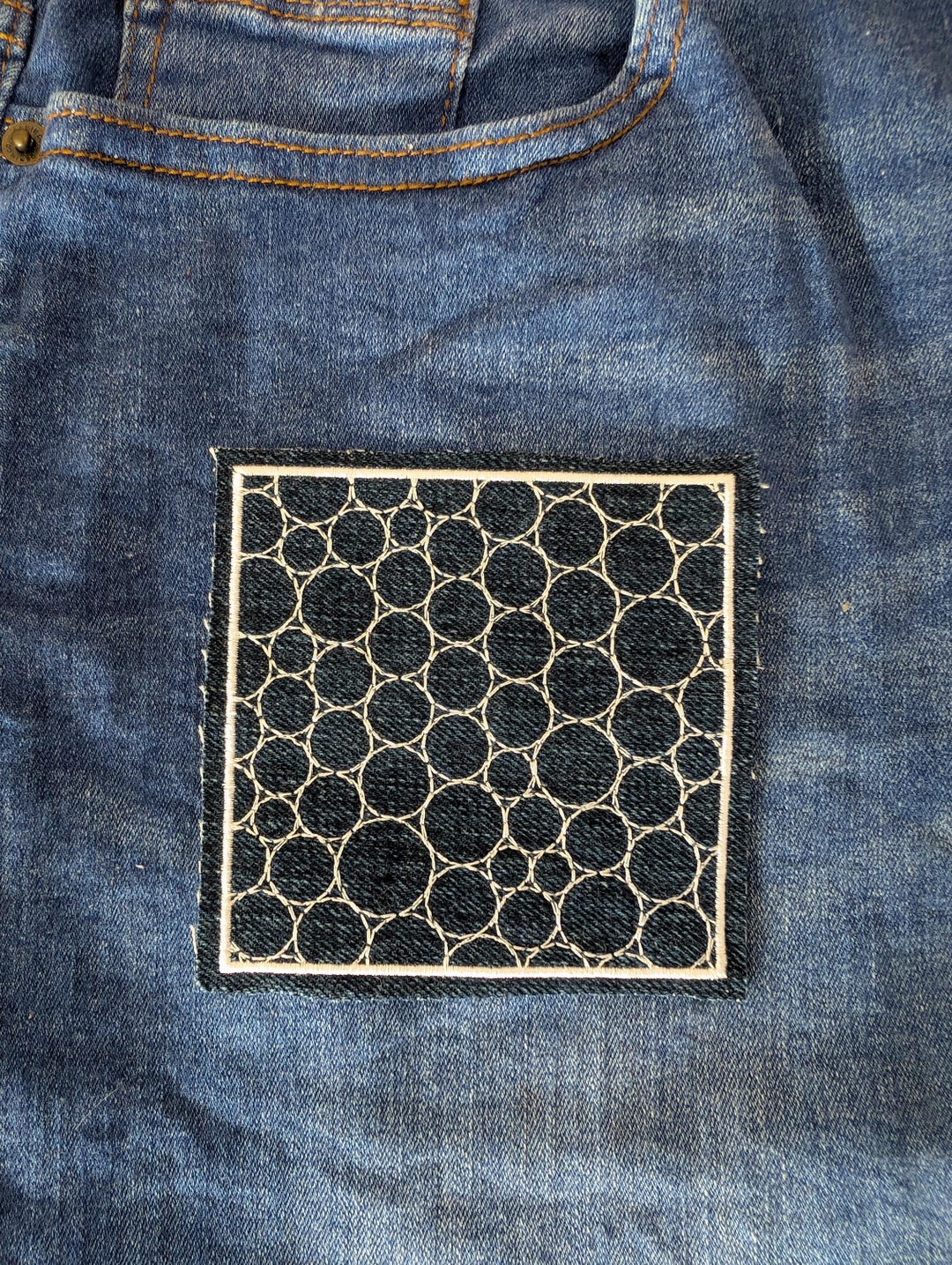 Sashiko Boro Jeans Patch Embroidery Design: Japanese Quilting (4x4 Inch ...