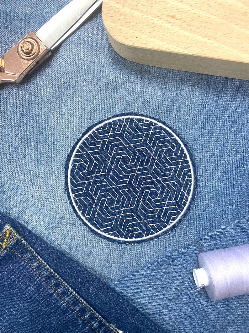 Set of 9 Sashiko Boro Quilting Circle Patch Machine Embroidery Design ...