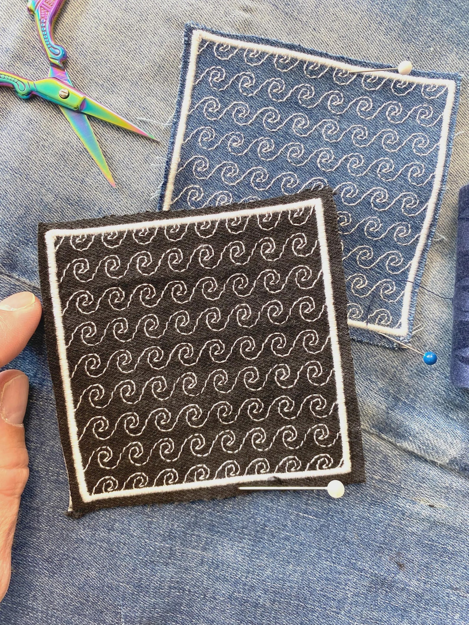 Set of 9 Sashiko Boro Quilting Square Machine Embroidery File Design ...