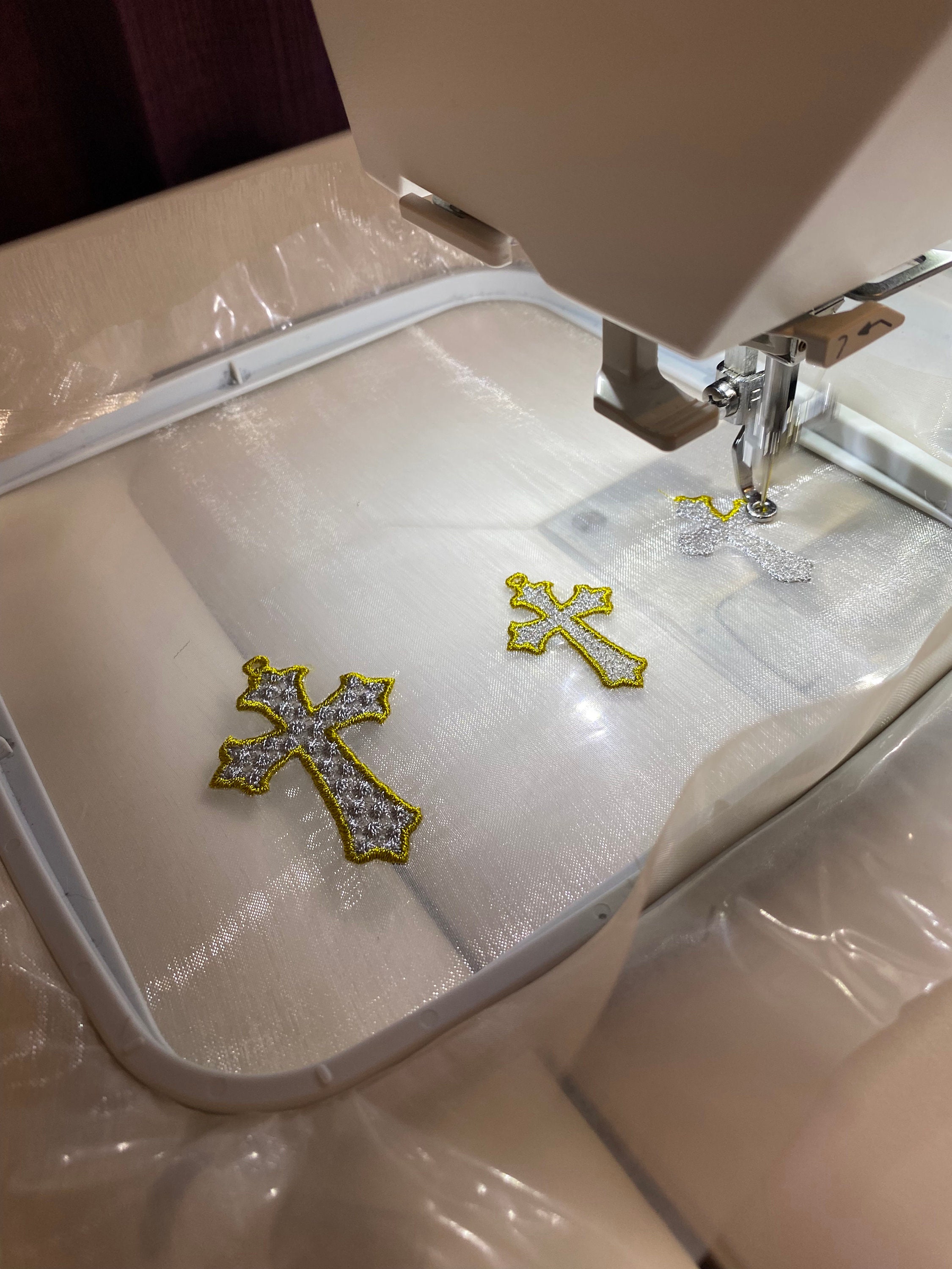 Machine Embroidery Design Jewellery Set. Cross Embroidery Earring ...