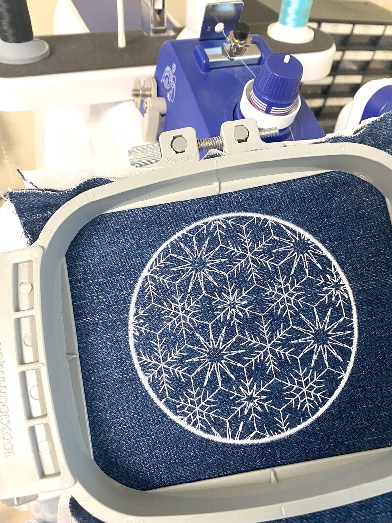 Set of 9 Sashiko Boro Quilting Circle Patch Machine Embroidery Design ...