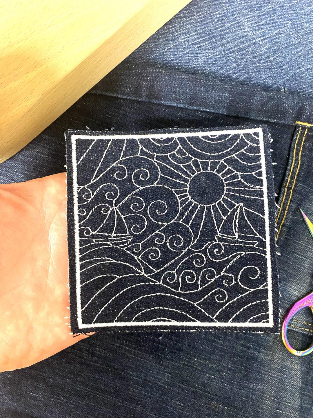 File digitale. Toppa quadrata per quilting Sashiko Boro, disegno per ...