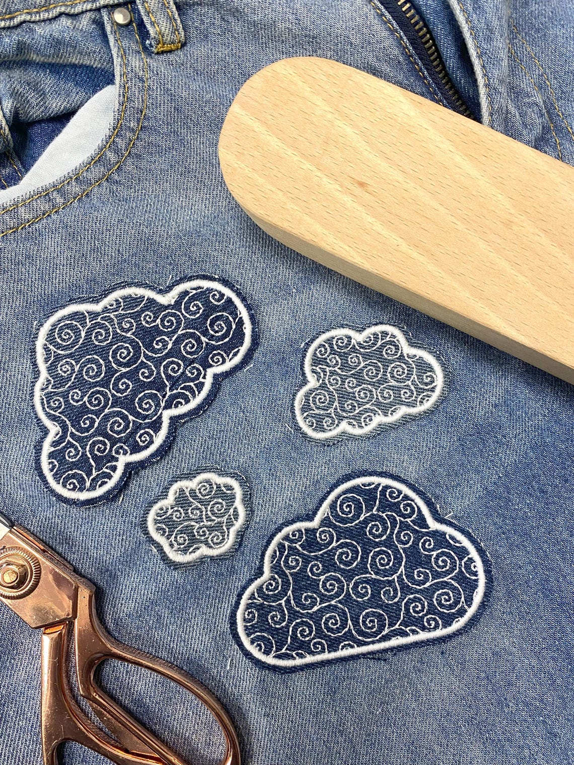 Sashiko Boro Patch Clouds Set 4 Machine Embroidery Files Designs, 4x4 ...