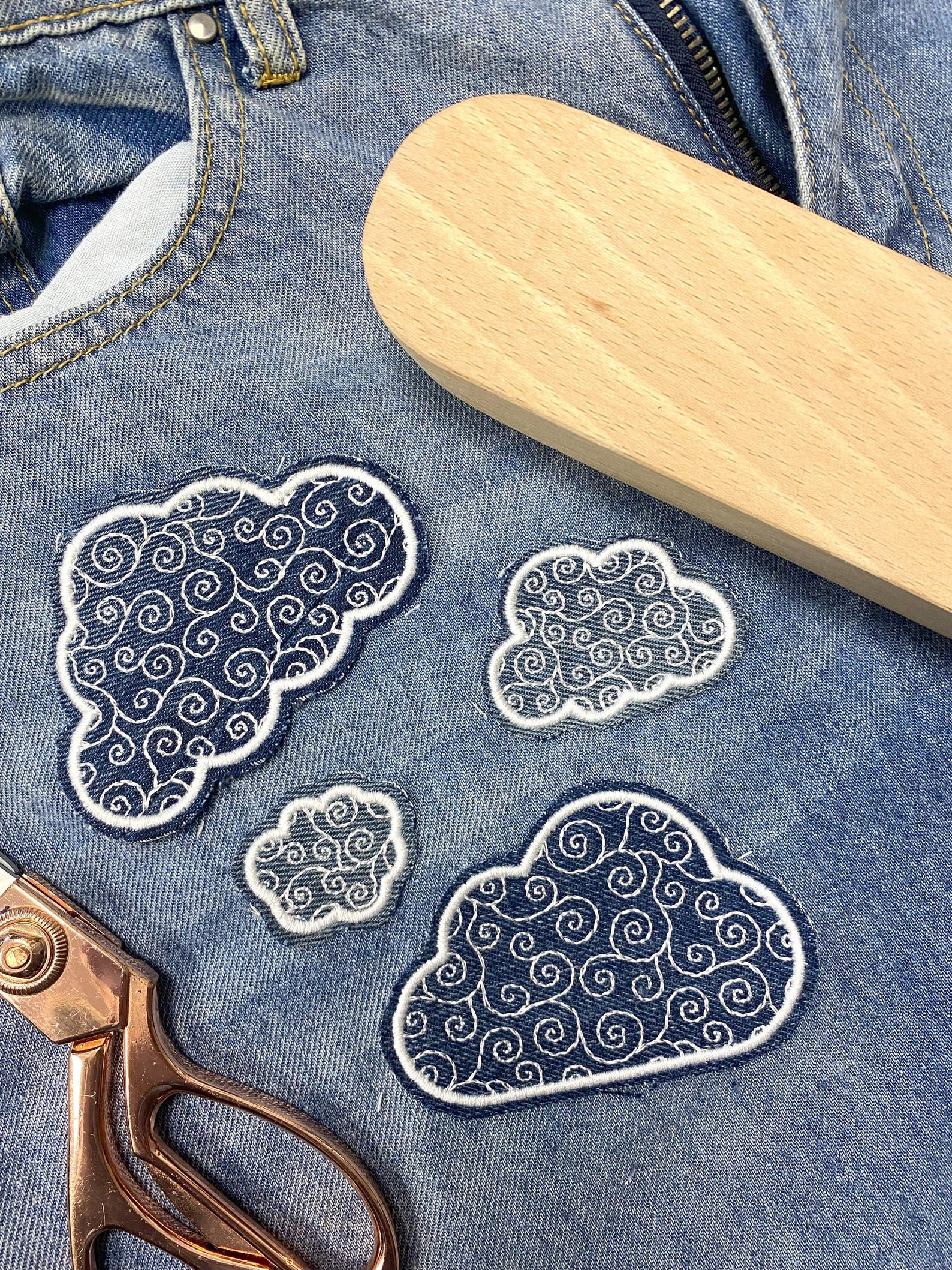 Sashiko Boro Patch Clouds Set 4 Machine Embroidery Files Designs, 4x4 ...