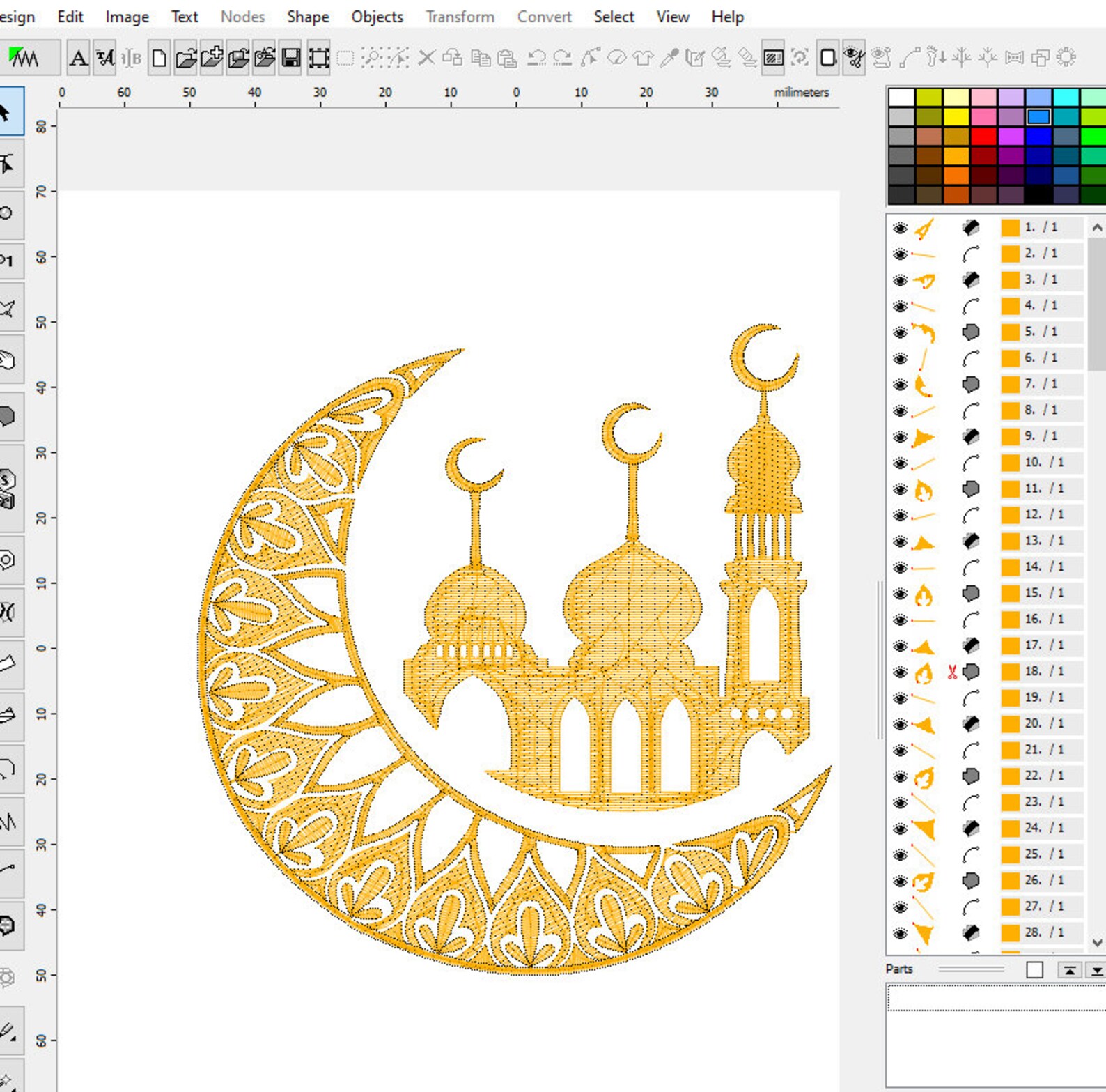 Arabic Mosque Filled Ornament Machine Embroidery Design, Islamic ...