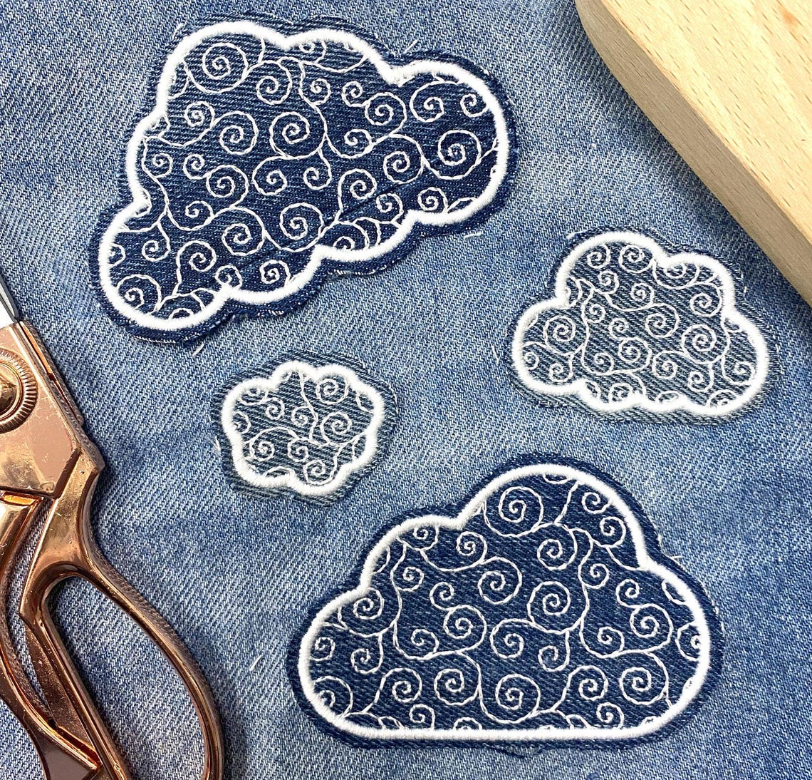 Sashiko Boro Patch Clouds Set 4 Machine Embroidery Files Designs, 4x4 ...