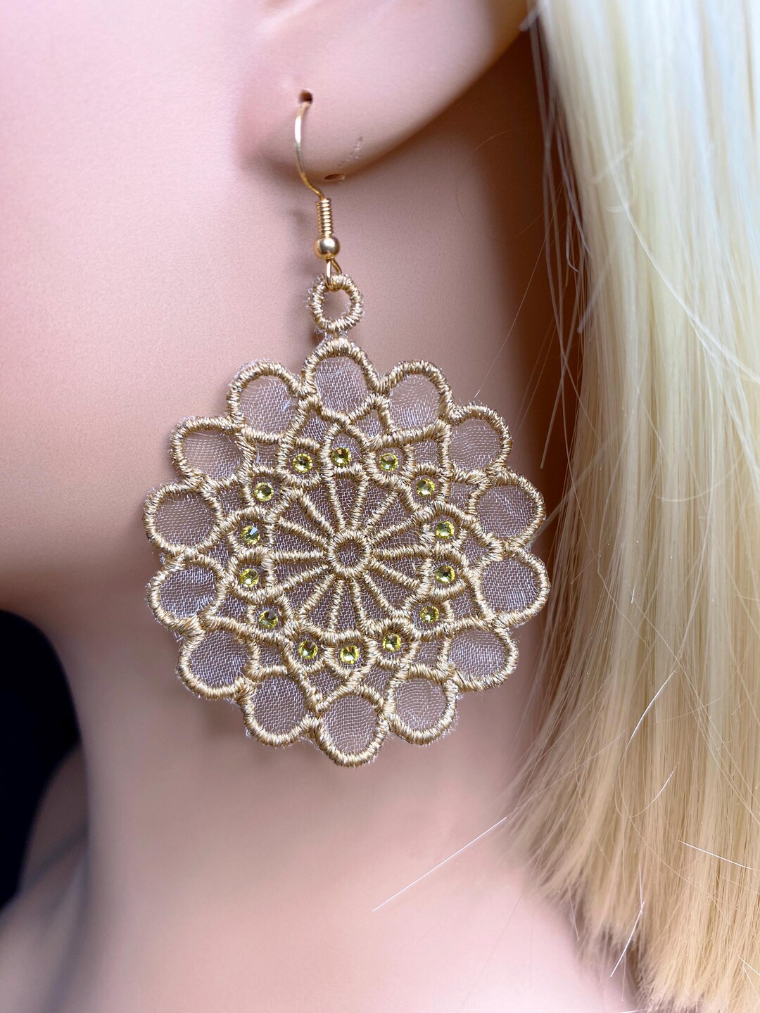 Organza FSL Machine Embroidery Earring Design. Machine Embroidery ...