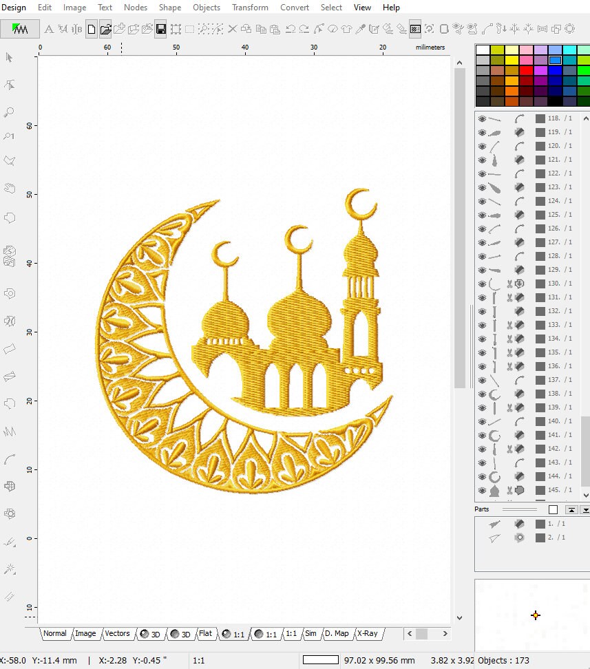 Arabic Mosque Filled Ornament Machine Embroidery Design, Islamic ...