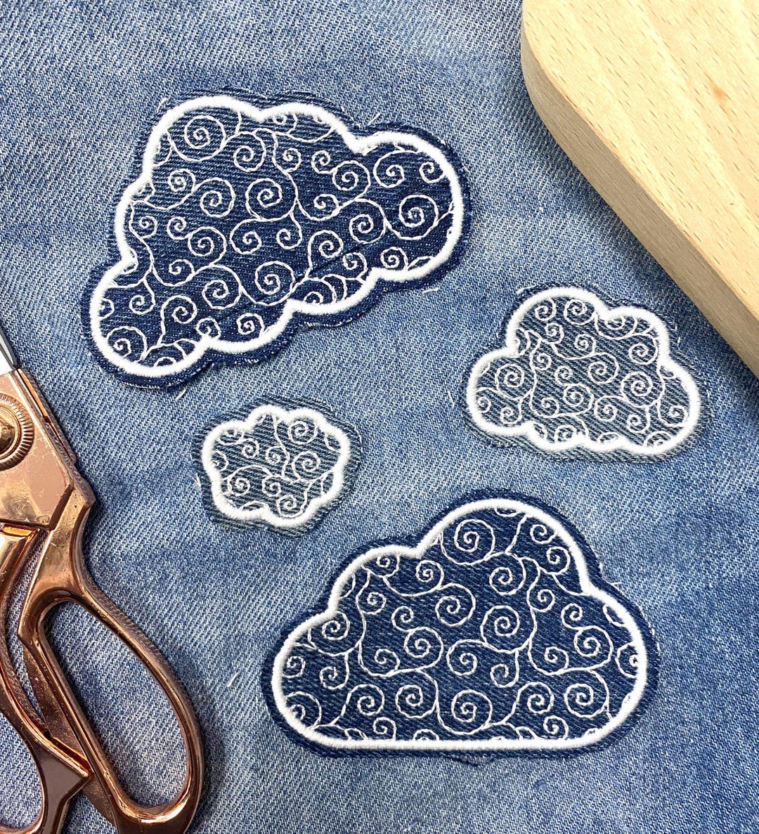 Sashiko Boro Patch Clouds Set 4 Machine Embroidery Files Designs, 4x4 ...