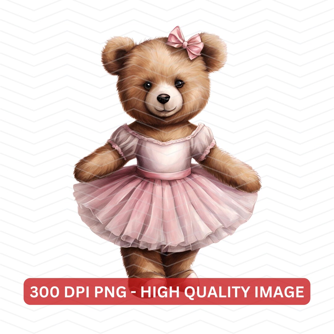 Teddy Bear Ballerina PNG, Cute Pink Bear Dancer Ballerina PNG, Cartoon ...