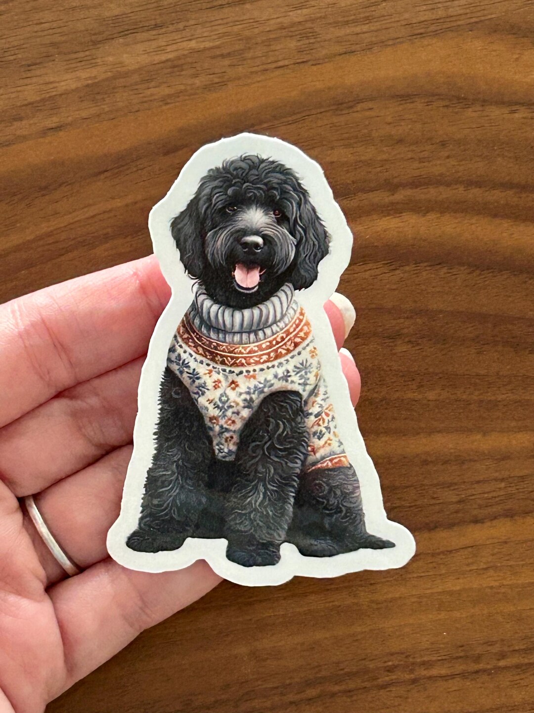 Black Doodle Sticker for Laptop, Water Bottle. Winter Doodle Dog ...