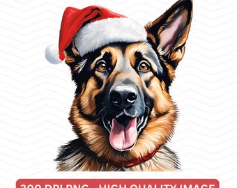 German Shepherd Santa PNG Digital Download File - Etsy