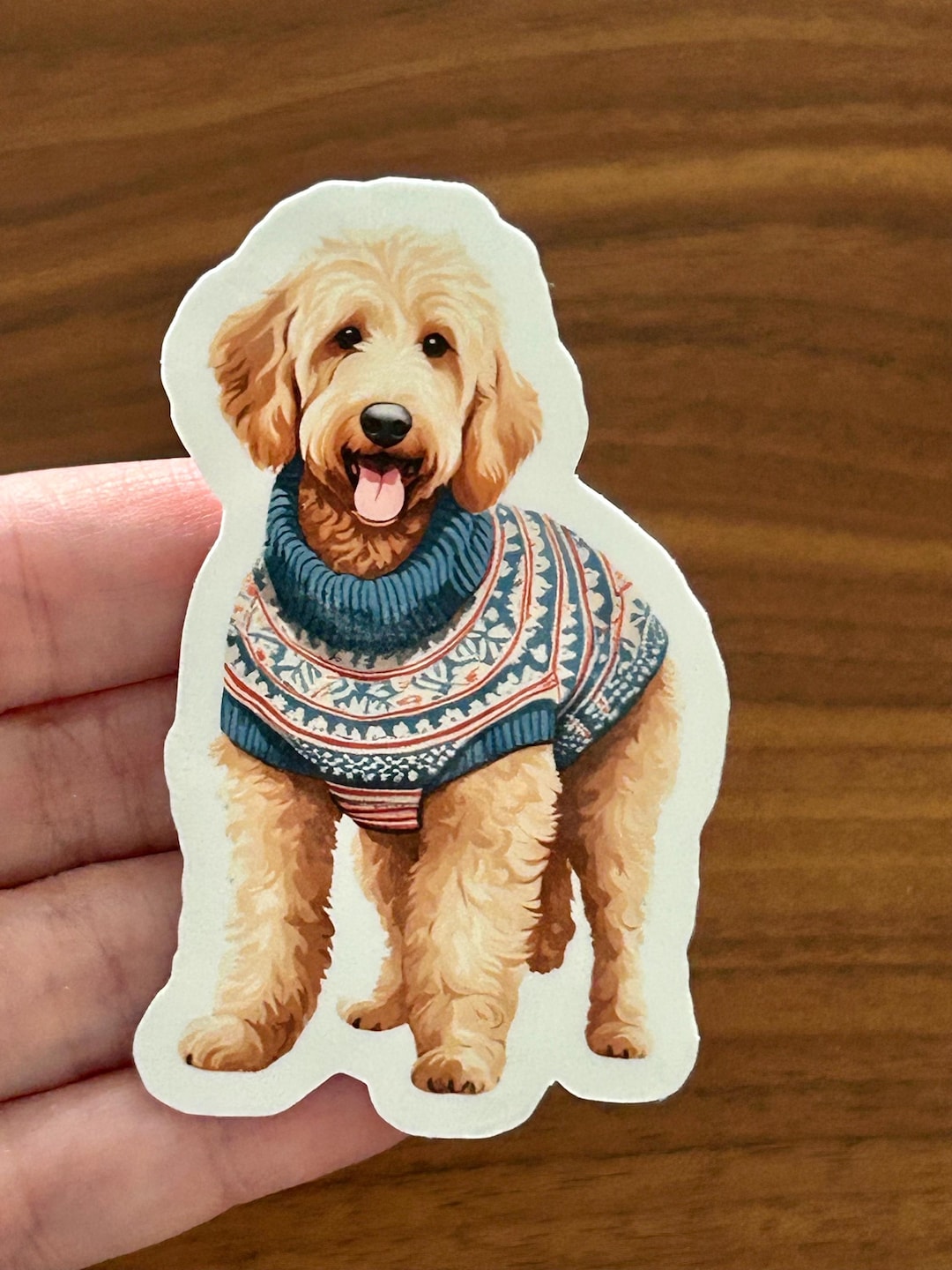 Goldendoodle Sticker for Laptop, Water Bottle. Winter Cream Doodle Dog ...