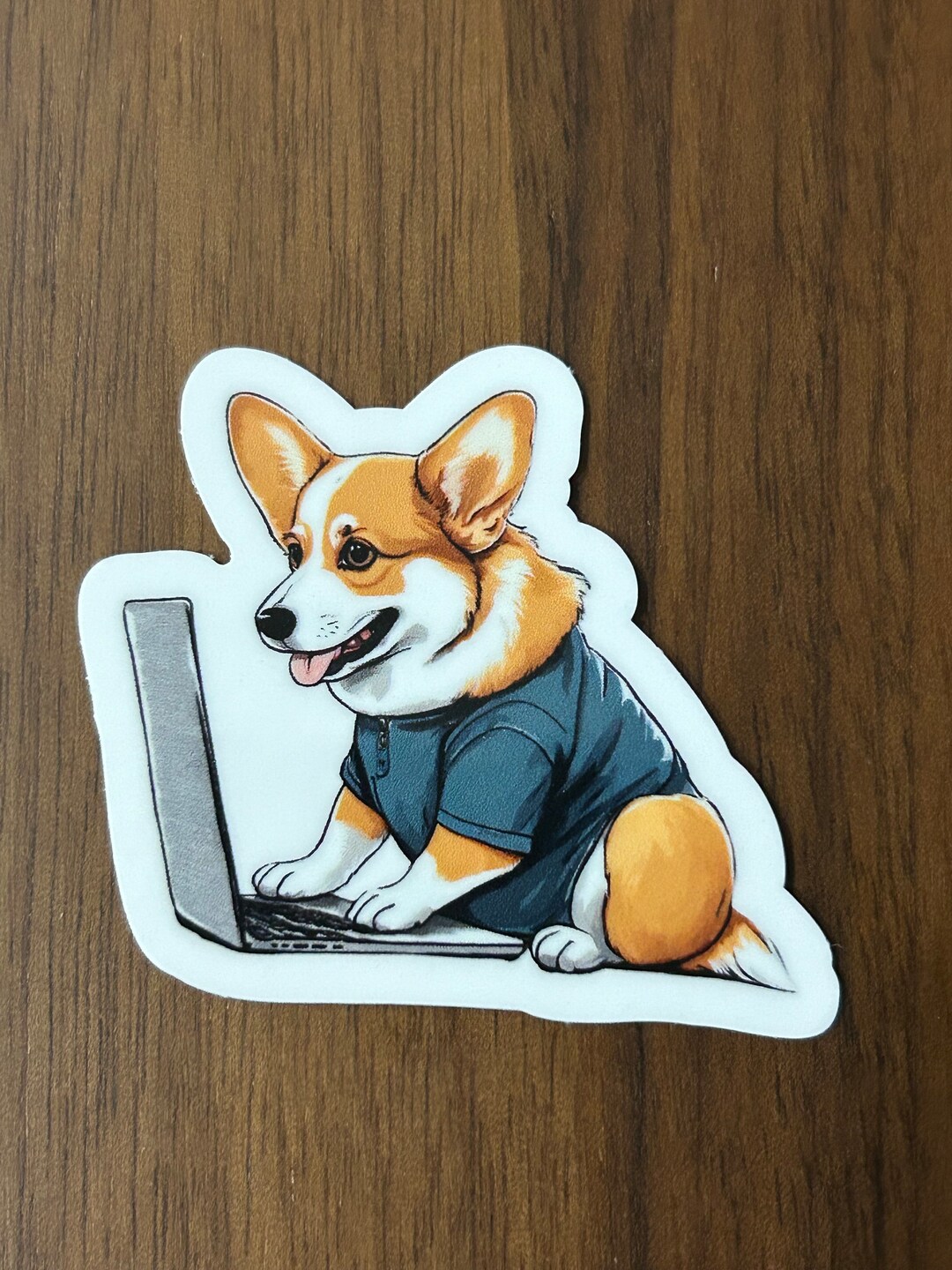 Corgi Sticker Working on Laptop. Funny Corgi Sticker, Small Size ...