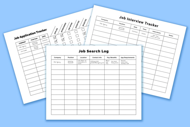 Job Search, Application, and Interview Tracker PRINTABLES, Instant ...