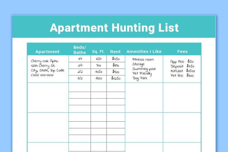 Apartment Search Bundle, PRINTABLES, Instant Download, Graduation Gifts ...