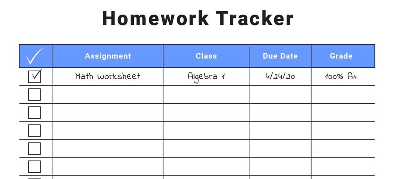 Homework Tracker PRINTABLE Instant Downland, US Letter Size, Assignment ...