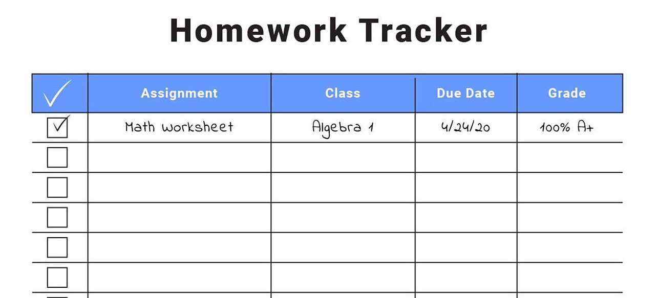 Homework Tracker PRINTABLE Instant Downland, US Letter Size, Assignment ...
