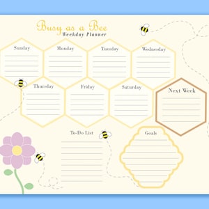 Busy as a Bee Weekly Planner, PRINTABLE, Instant Download, Bumblebee ...
