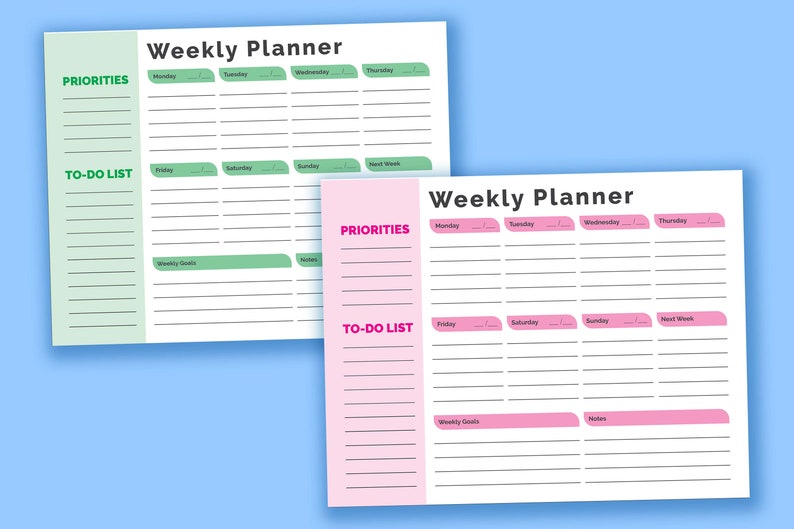 Weekly Planner Bundle Pack, PRINTABLES, Instant Download, Multiple ...