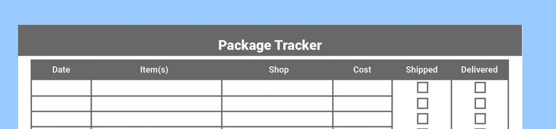 Online Order Tracker PRINTABLE, Package Log, Black, Dark Gray, US ...
