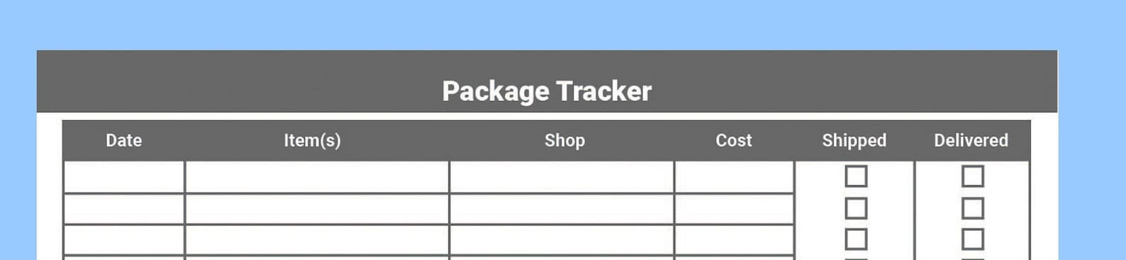Online Order Tracker PRINTABLE, Package Log, Black, Dark Gray, US ...