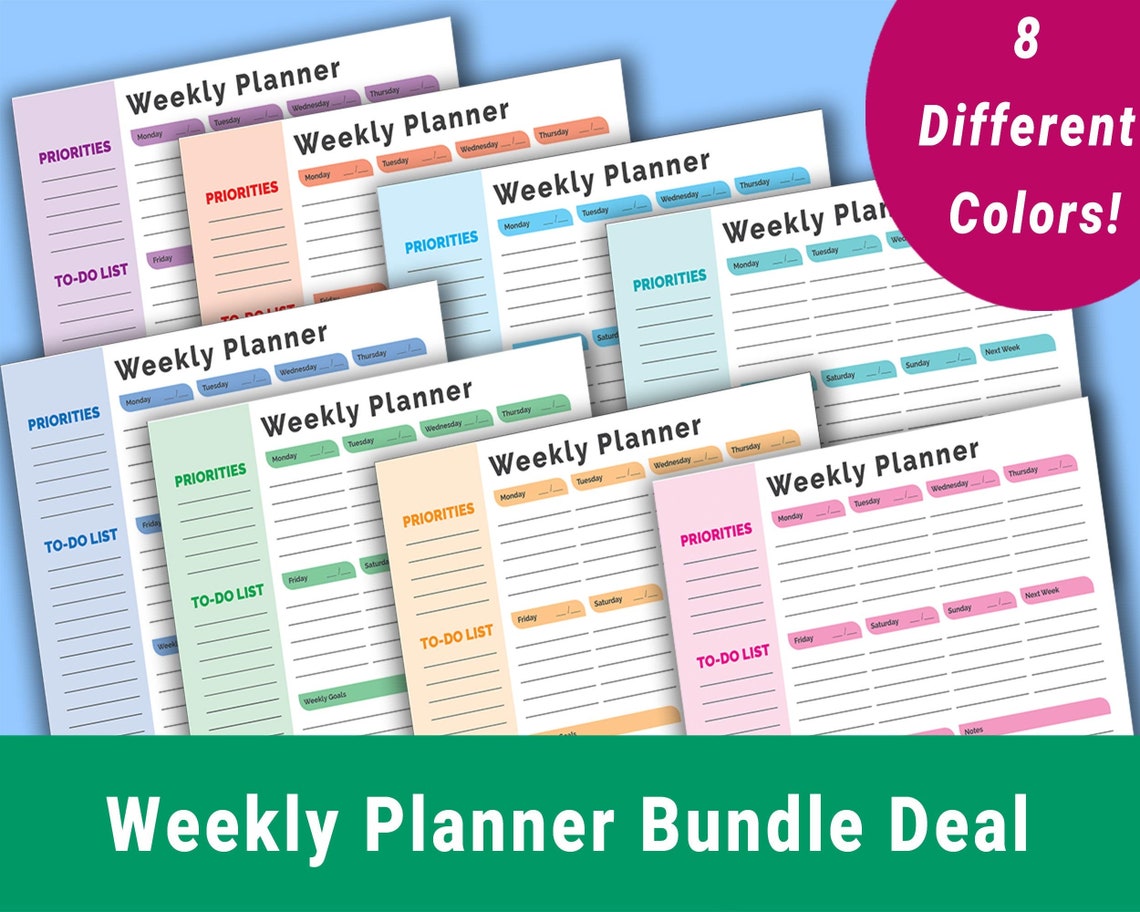 Weekly Planner Bundle Pack, PRINTABLES, Instant Download, Multiple ...