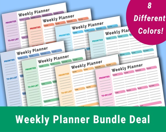 Weekly Planner Bundle Pack PRINTABLES Instant Download | Etsy