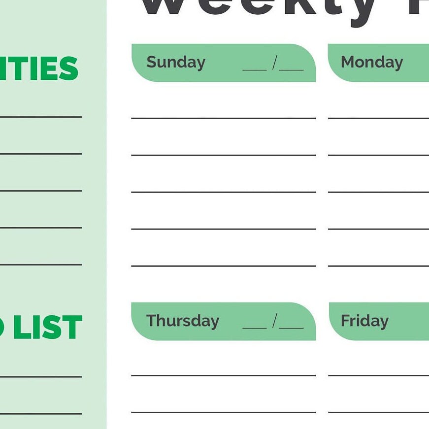 Simple Green Weekly Planner PRINTABLE Instant Digital | Etsy