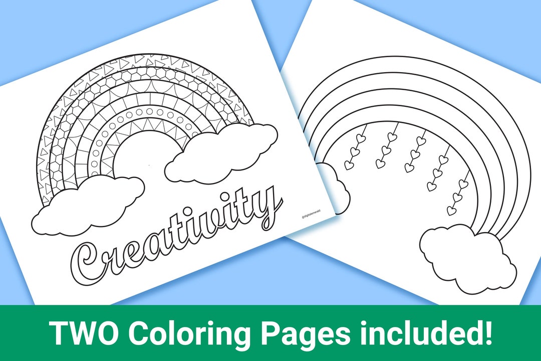 Rainbow Coloring Pages, PRINTABLES, 8.5in X 11in, Boredom Buster ...
