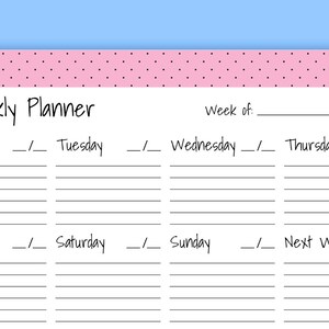 PRINTABLE Weekly Planner, Polka Dots on Pink Background, Monday Start ...