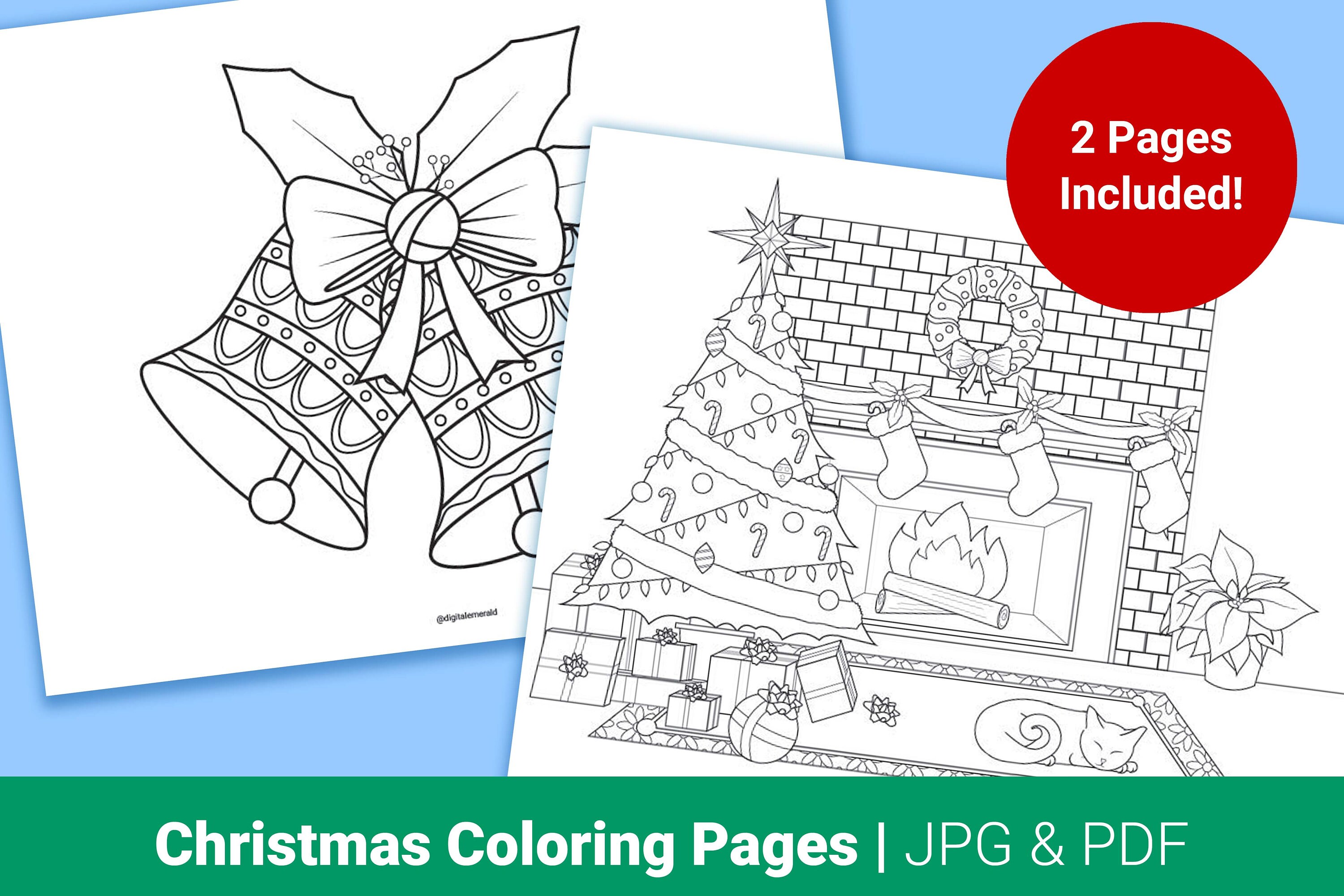Christmas Holiday Coloring Pages, PRINTABLES, Instant Digital Download ...