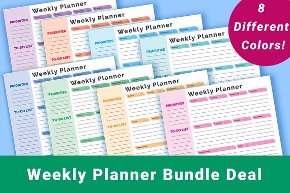 Weekly Planner Bundle Pack PRINTABLES Instant Download | Etsy
