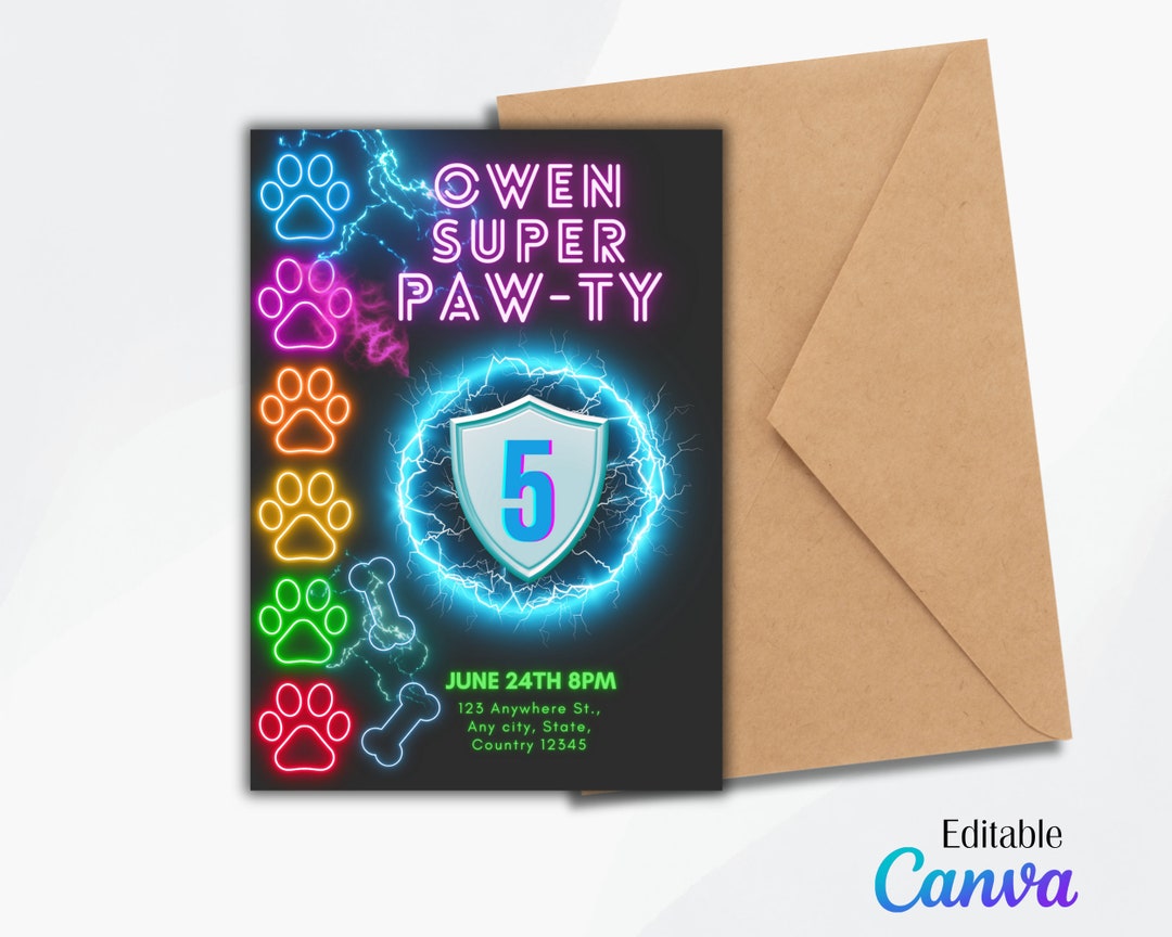 Paws, Patrol Birthday Invitation, Printable, Editable Template, Canva, the Movie - Etsy