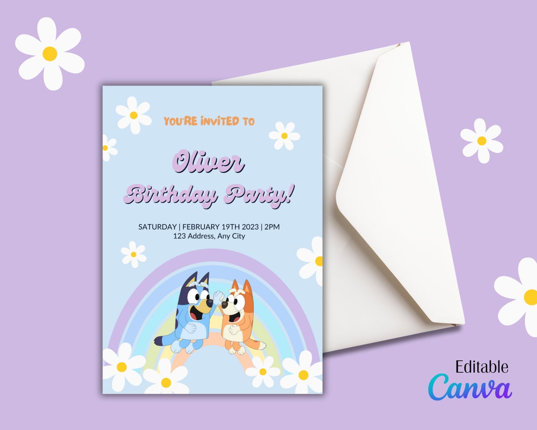 Bluey, Bluey and Bingo Birthday Invitation, Printable Invitation ...