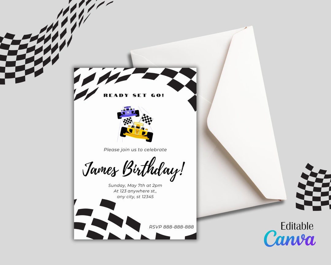 Racing Cars, Indy Cars, Cars Birthday Invitation, Printable Invitation ...
