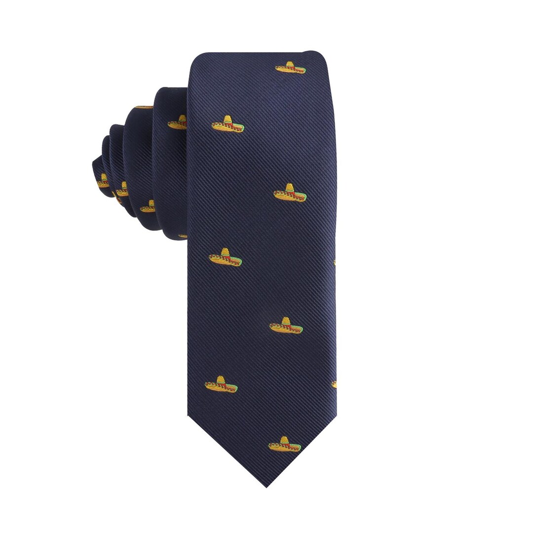 Sombrero Tie, Mexican Fiesta Necktie for Men, Groomsmen Wedding Tie ...