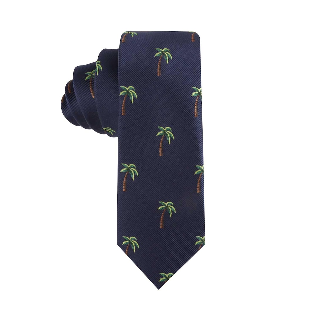 PALM TREE NECKTIE , Tropical Print Tie for Men, Beach Vacation Tie ...