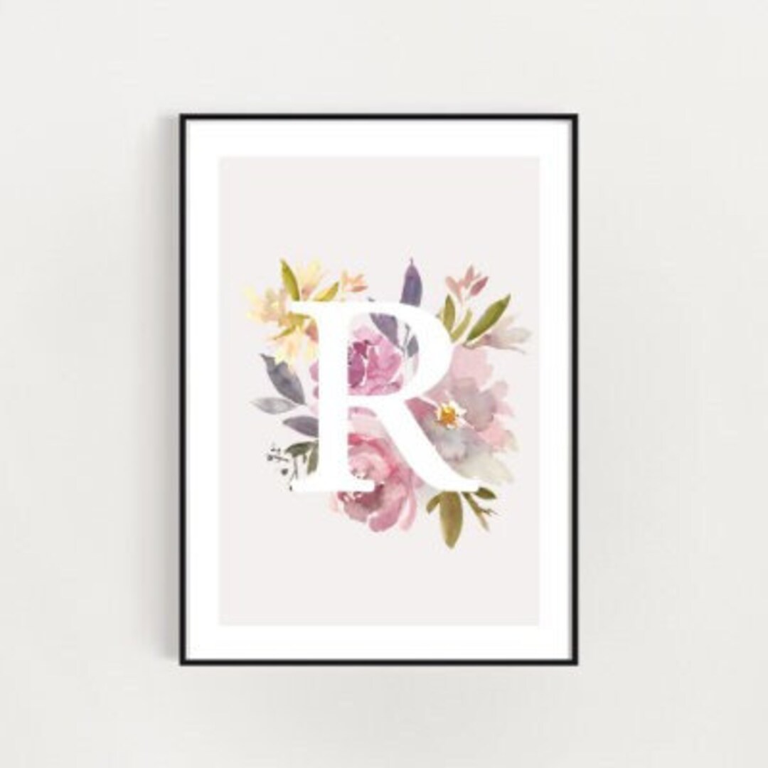 Printable LETTER 'R' Wall Art Baby Girl Nursery Letter R Initial Name ...