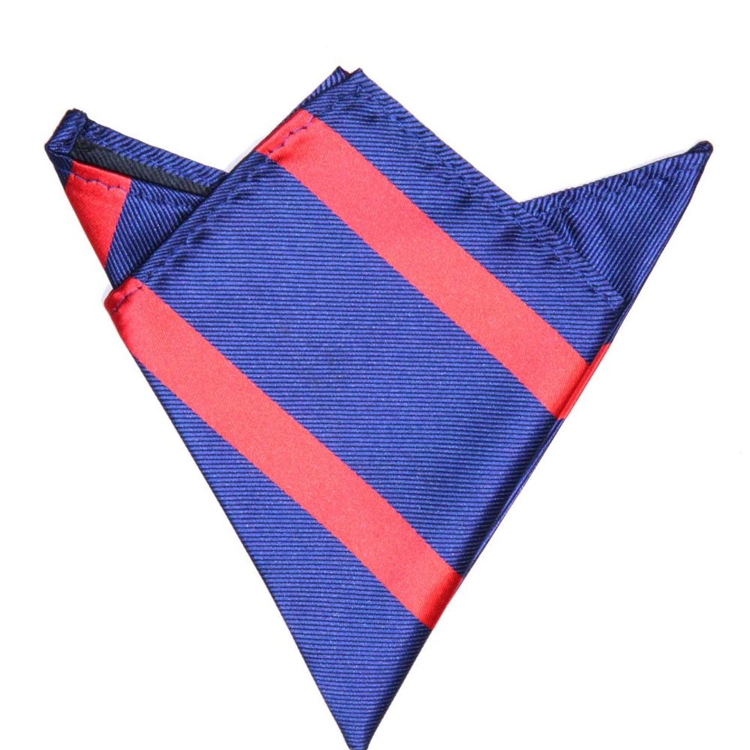 Navy Red Stripe Pocket Square - Etsy