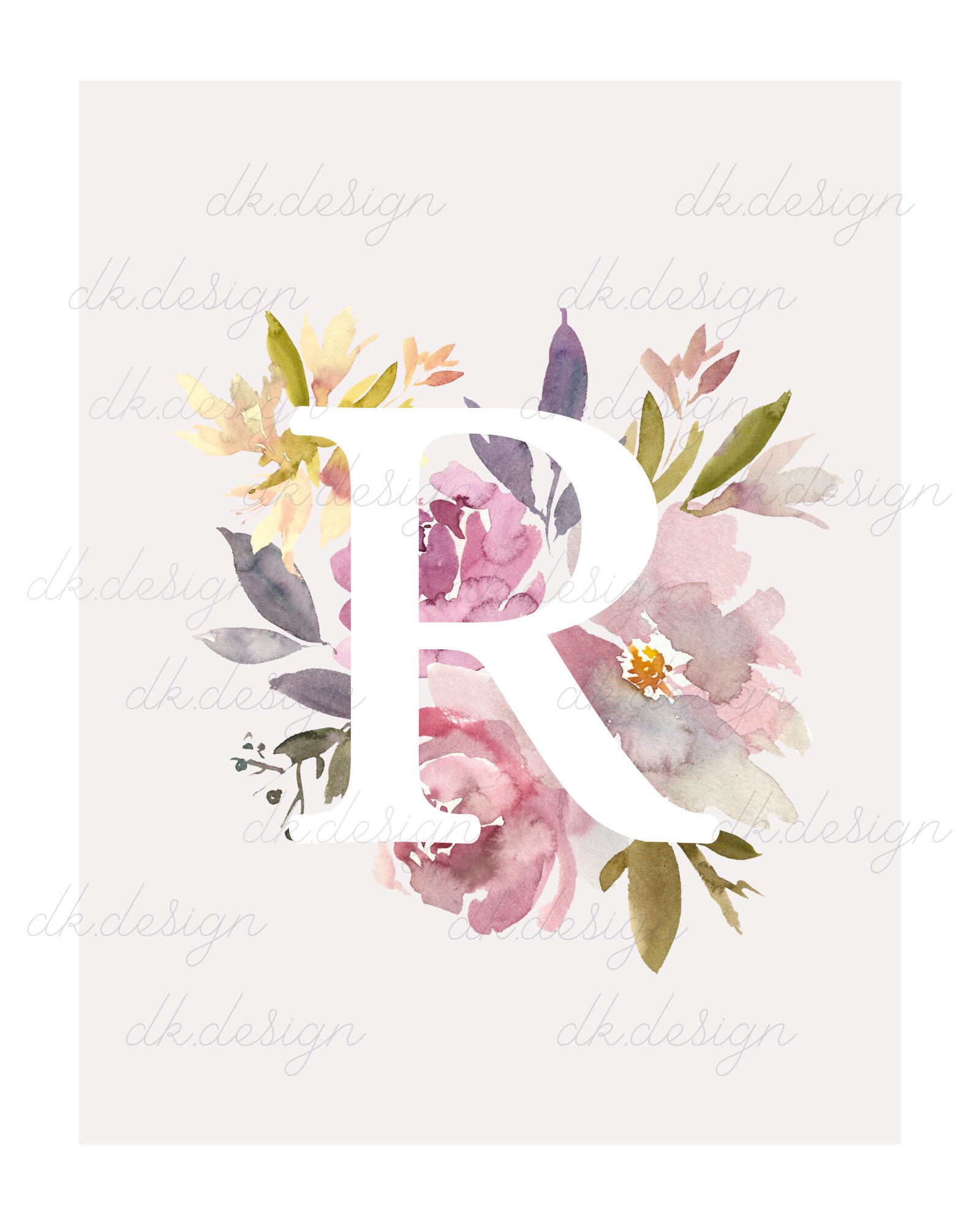 Printable LETTER 'R' Wall Art Baby Girl Nursery Letter R Initial Name ...