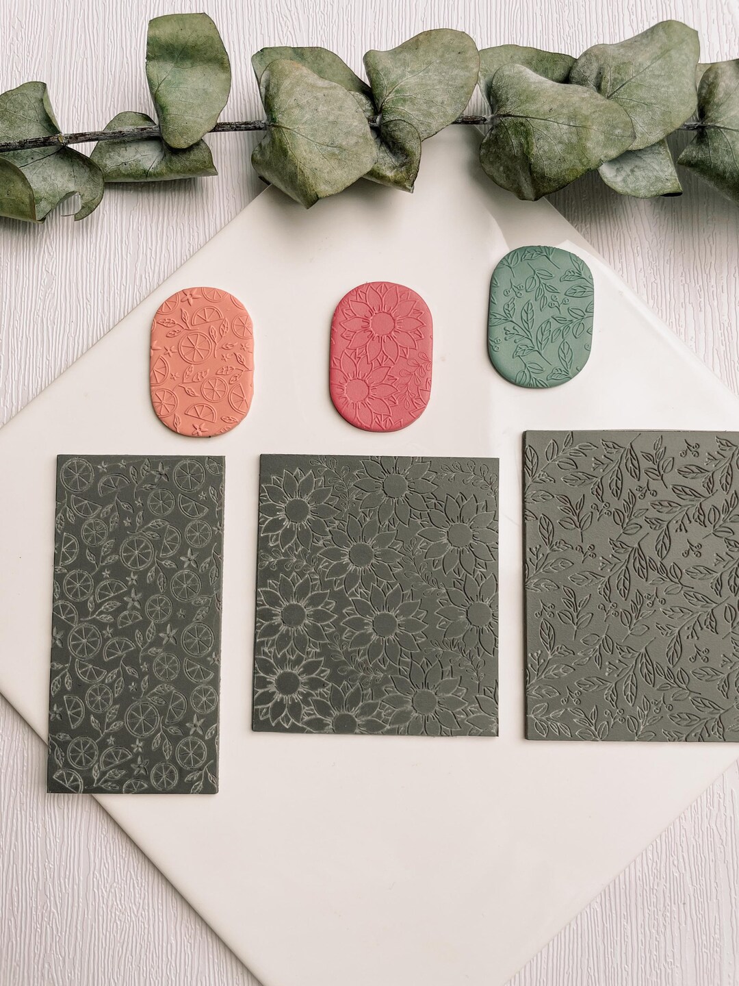 Polymer Clay Texture Mat / Texture Mat / Print / Leves / Oranges ...