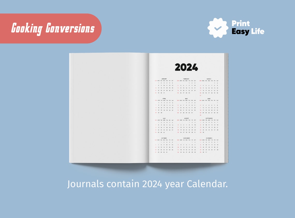 2024 Journal Notebook With 2024 Calendar Free - Etsy