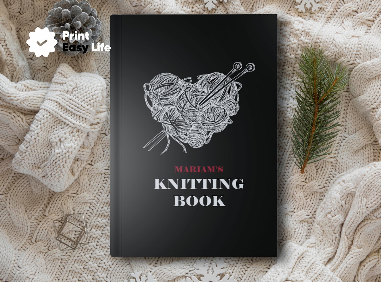 Knitting Journal ! Heart ! Knitting Notebook ! Can Be Personalized ...