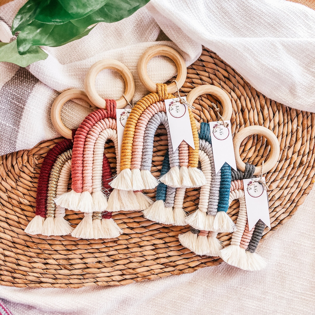 Macrame Rainbow Baby Teether / Baby Toy - Etsy UK