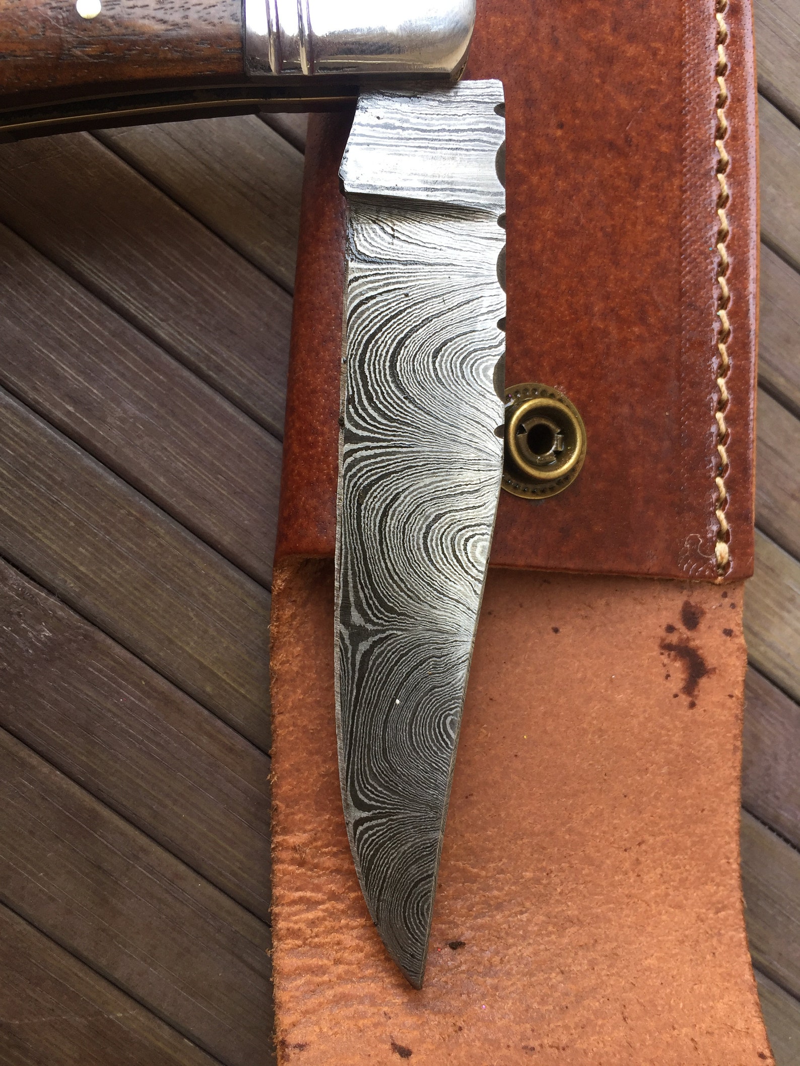 Damascus Pocket Knife Hunting Knife Damascus Blade Small | Etsy