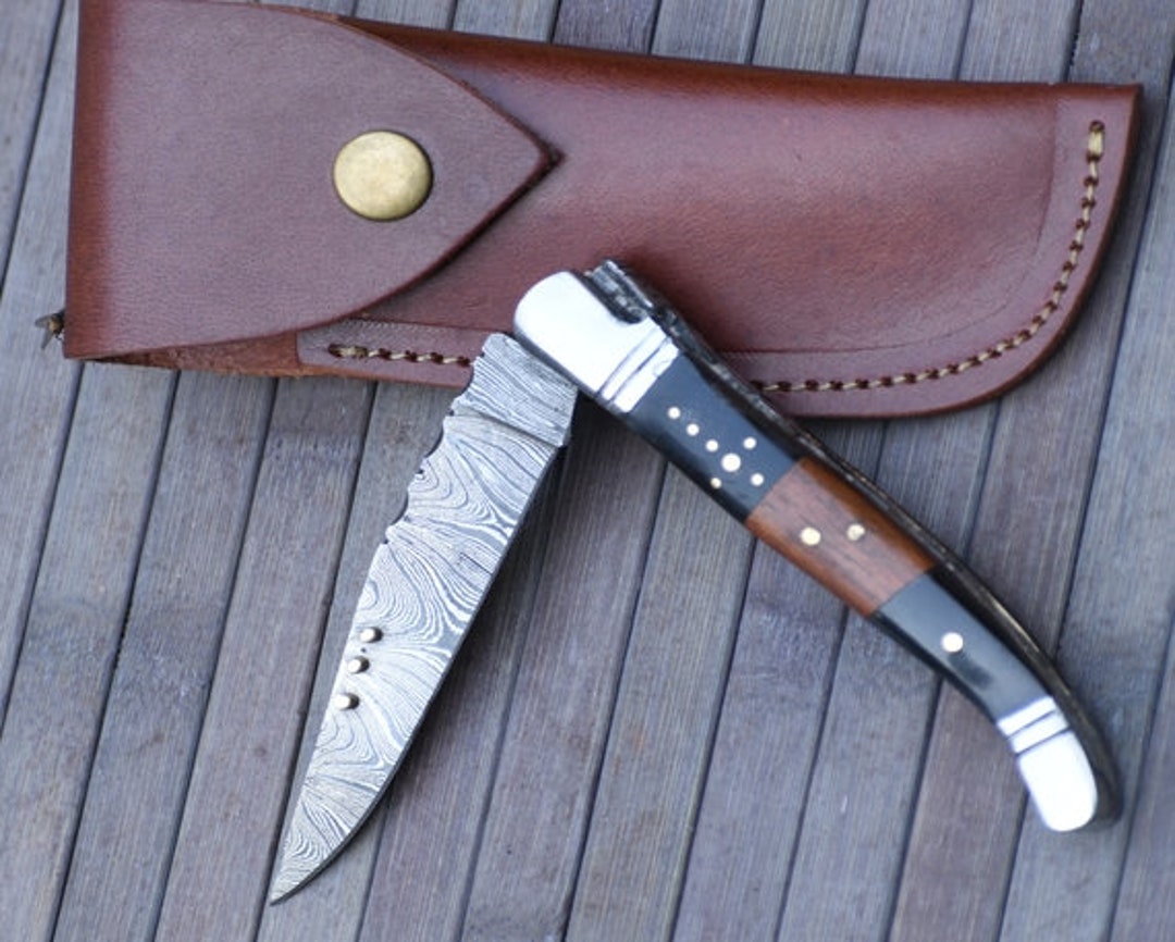 Damascus Pocket Knife Hunting Knife Damascus Blade Small - Etsy