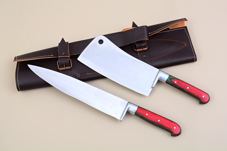 2 Pcs Handmade Chef Knife Set Chef Knife and Chopper Set - Etsy