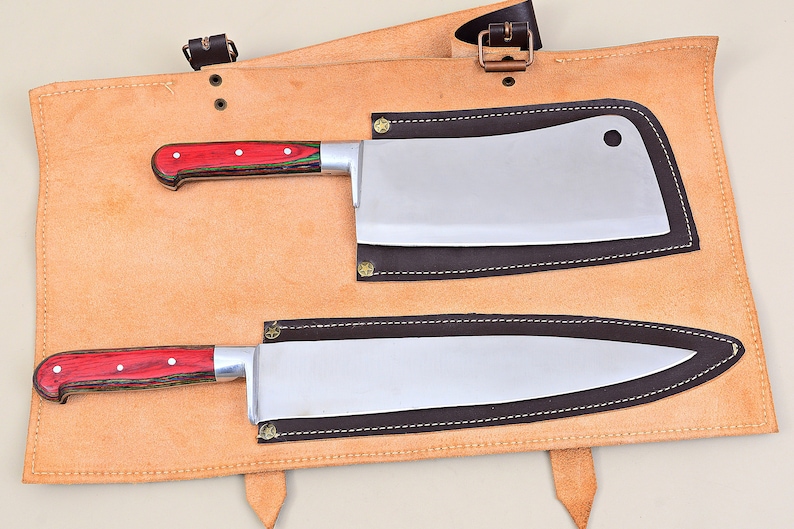 2 Pcs Handmade Chef Knife Set Chef Knife and Chopper Set | Etsy